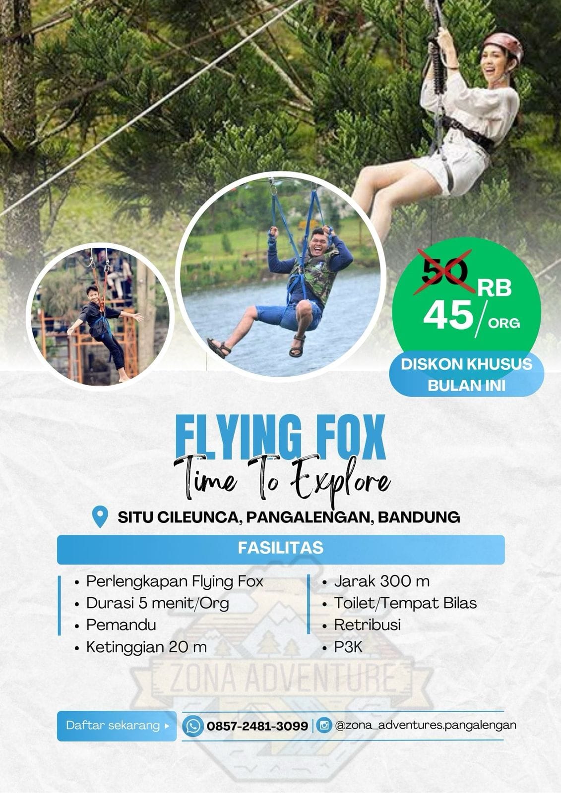 Flying Fox Situ Cileunca - Cabin Villa Pangalengan